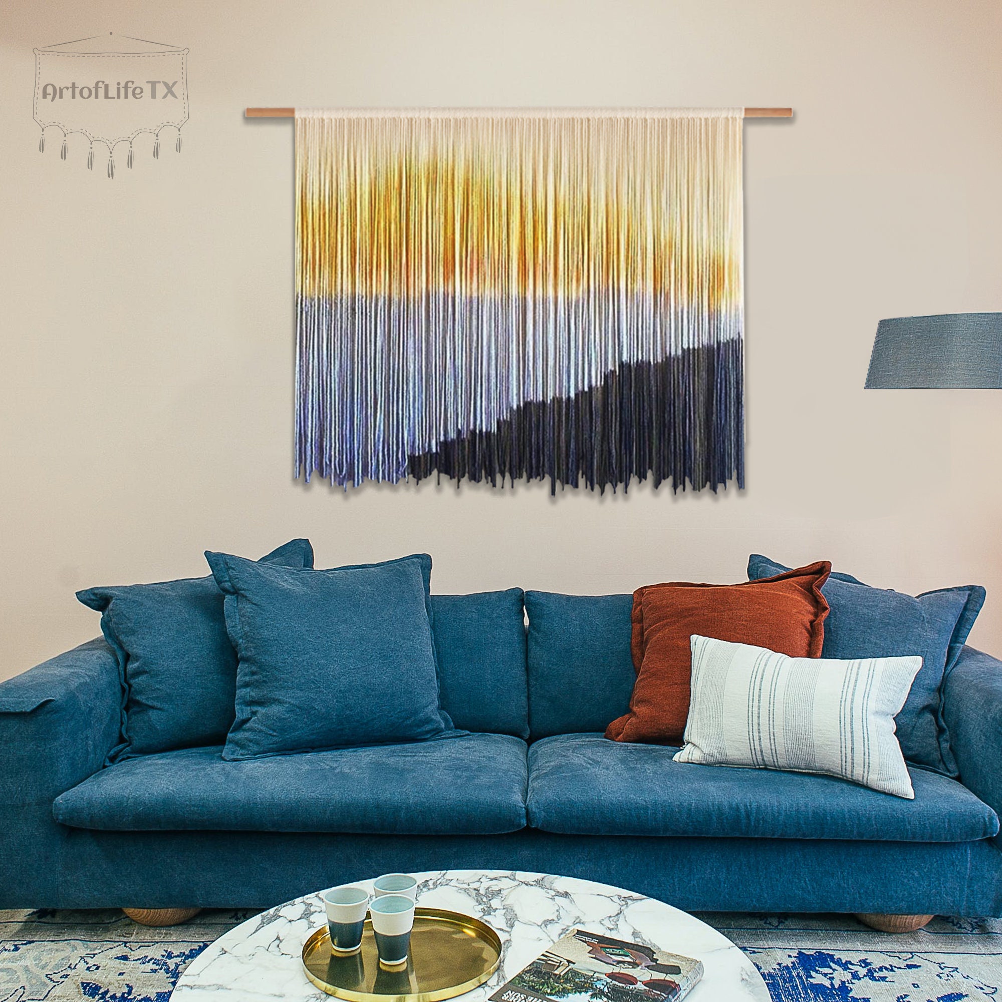 Sunrise Art Macrame Wall Hanging, Sunset Macrame Wall Art, Dip Dye ...