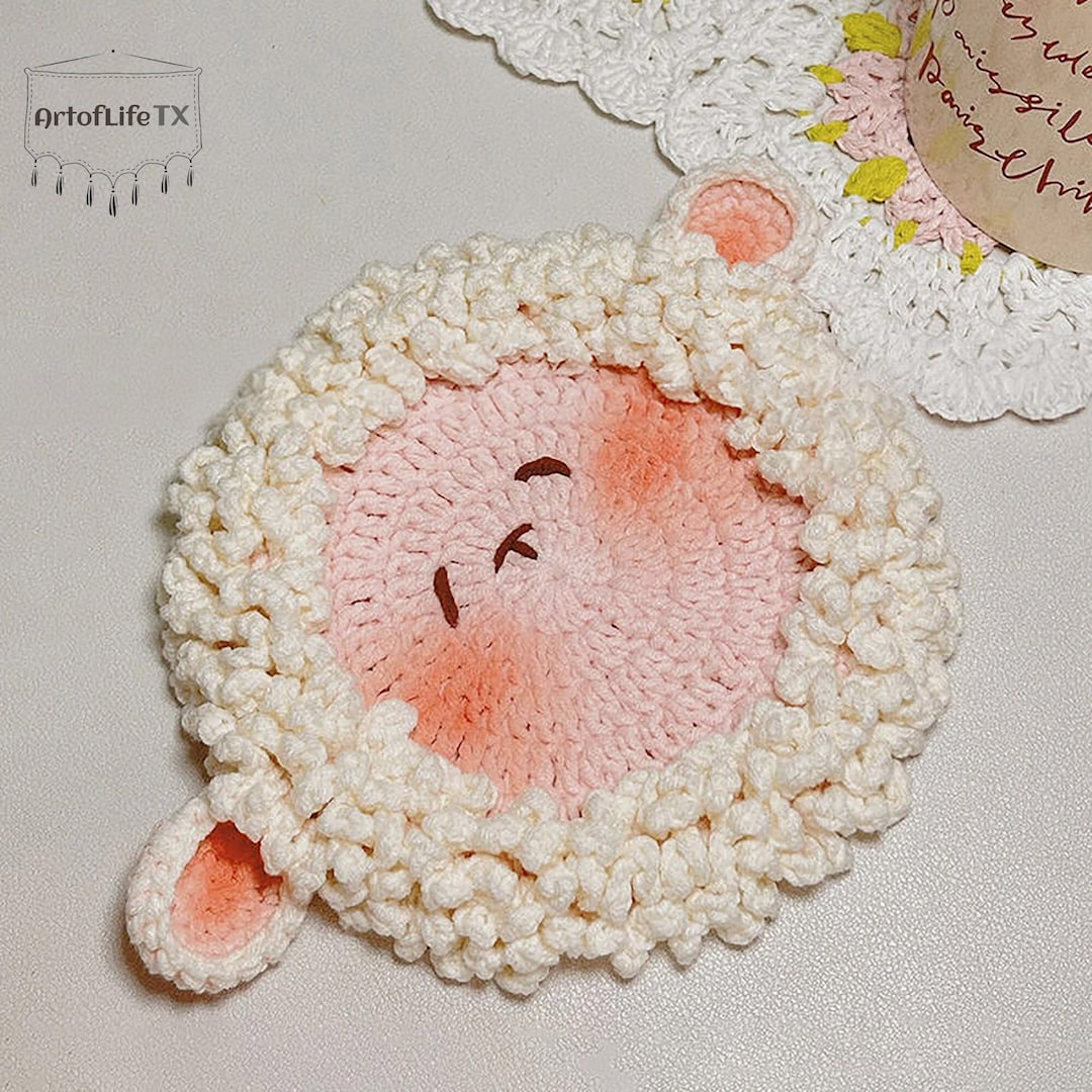 Sheep Crochet Coaster, Handmade Crochet Coaster, Mug Coaster, Knitted ...