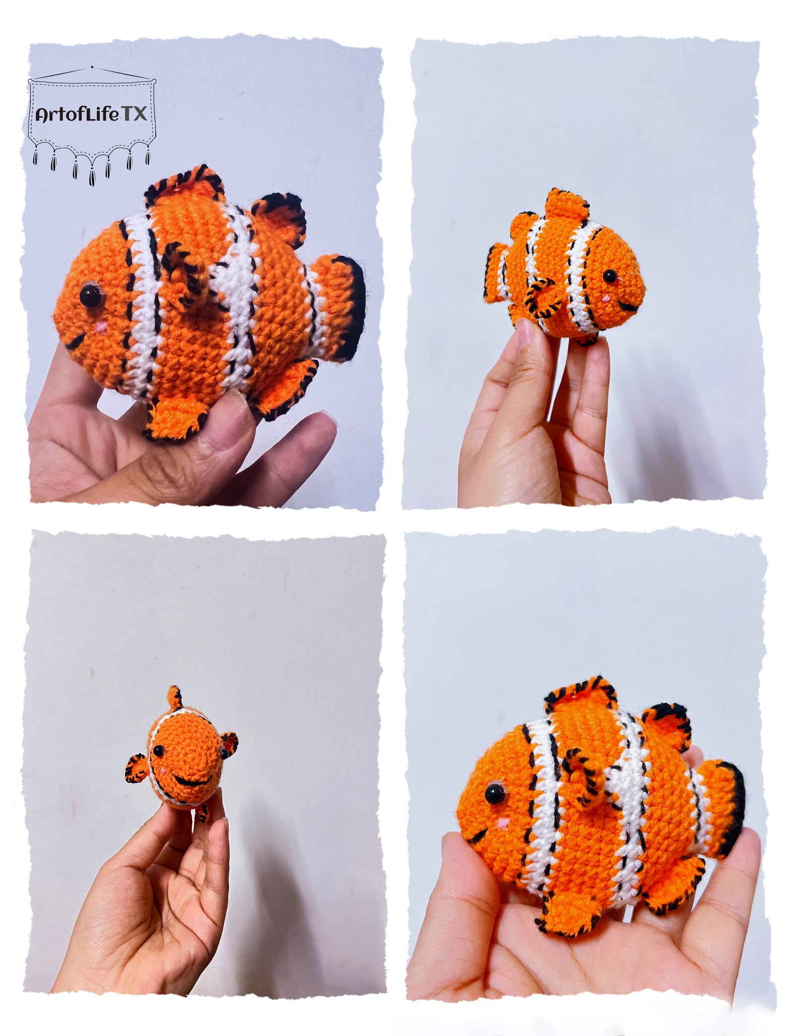 Clownfish Purse Bag Charms, Crocheted Keyrings, Anemonefish Pendant ...