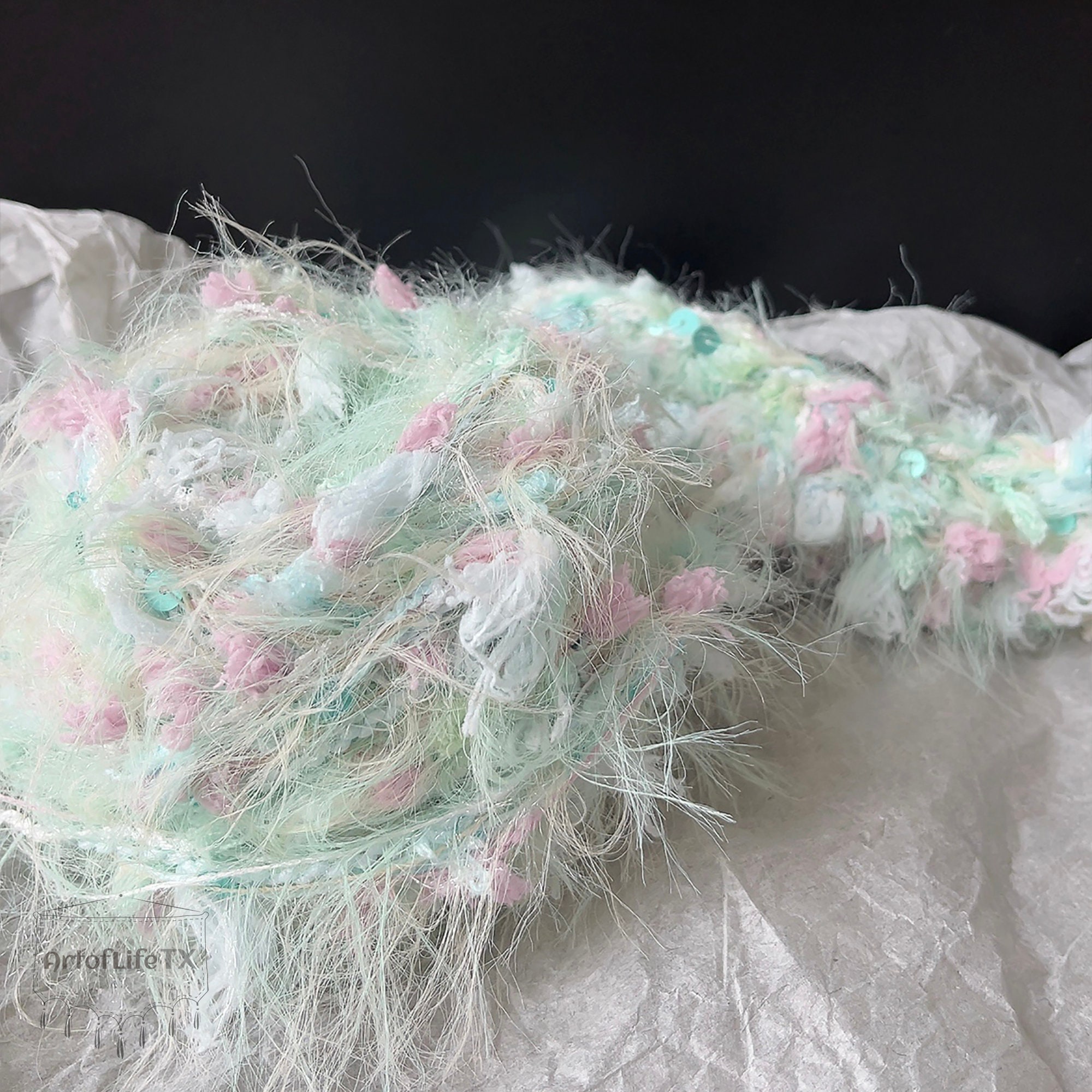 Mint Green Art Yarn Bundle Mixed Fiber Novelty Textile, Textile ...