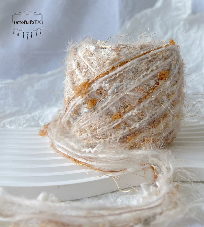Handmade Fiber Art Yarn Bundle, Weaving Art Yarns, Mixed Fiber Novelty ...
