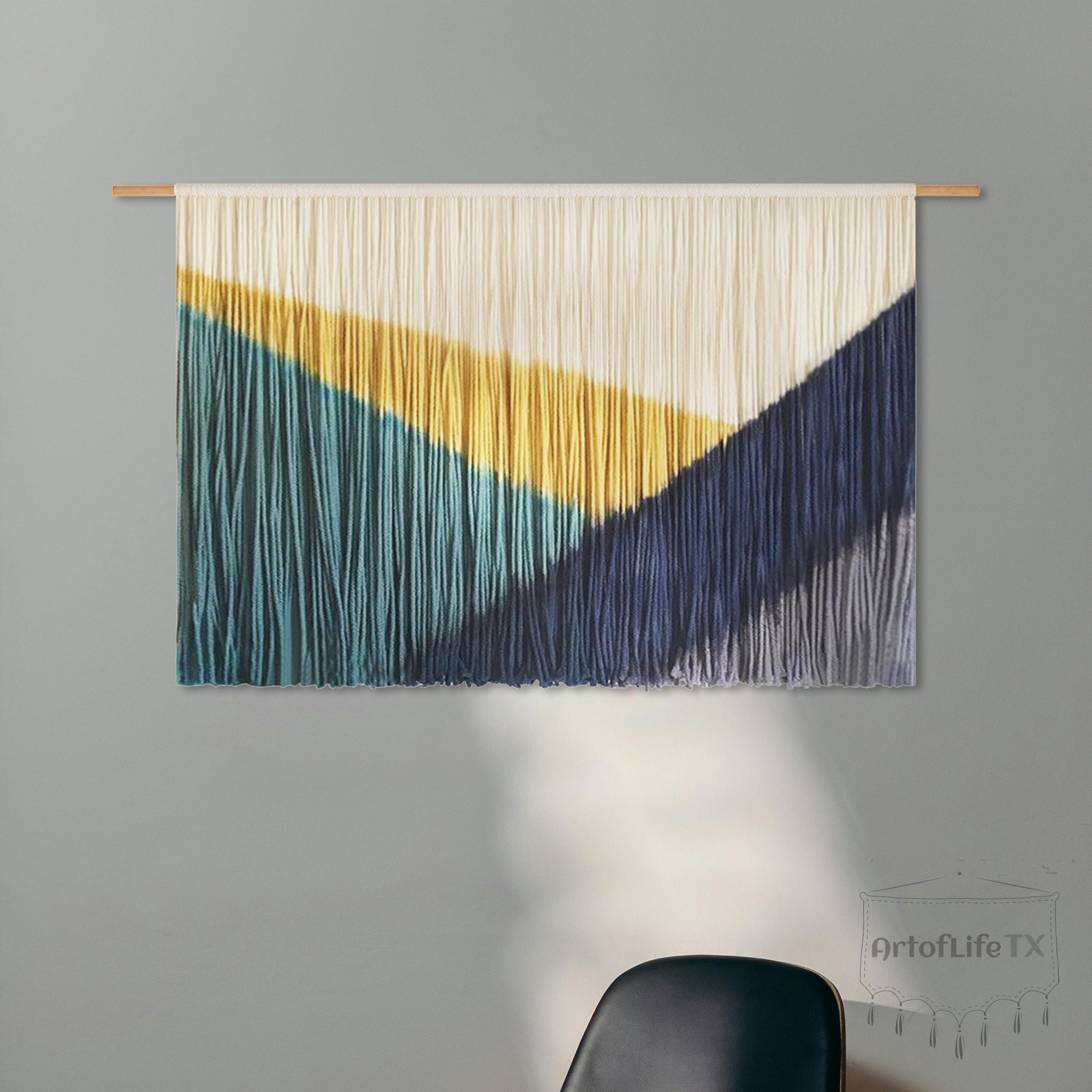 Geometric Macrame Wall Hanging, Large Wall Hanging, Dip Dye Textile ...