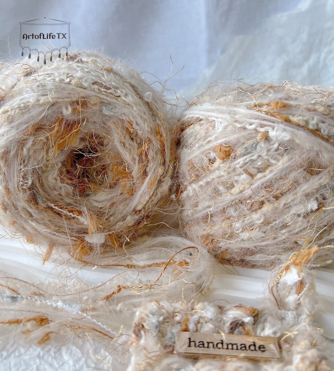 Handmade Fiber Art Yarn Bundle, Weaving Art Yarns, Mixed Fiber Novelty ...