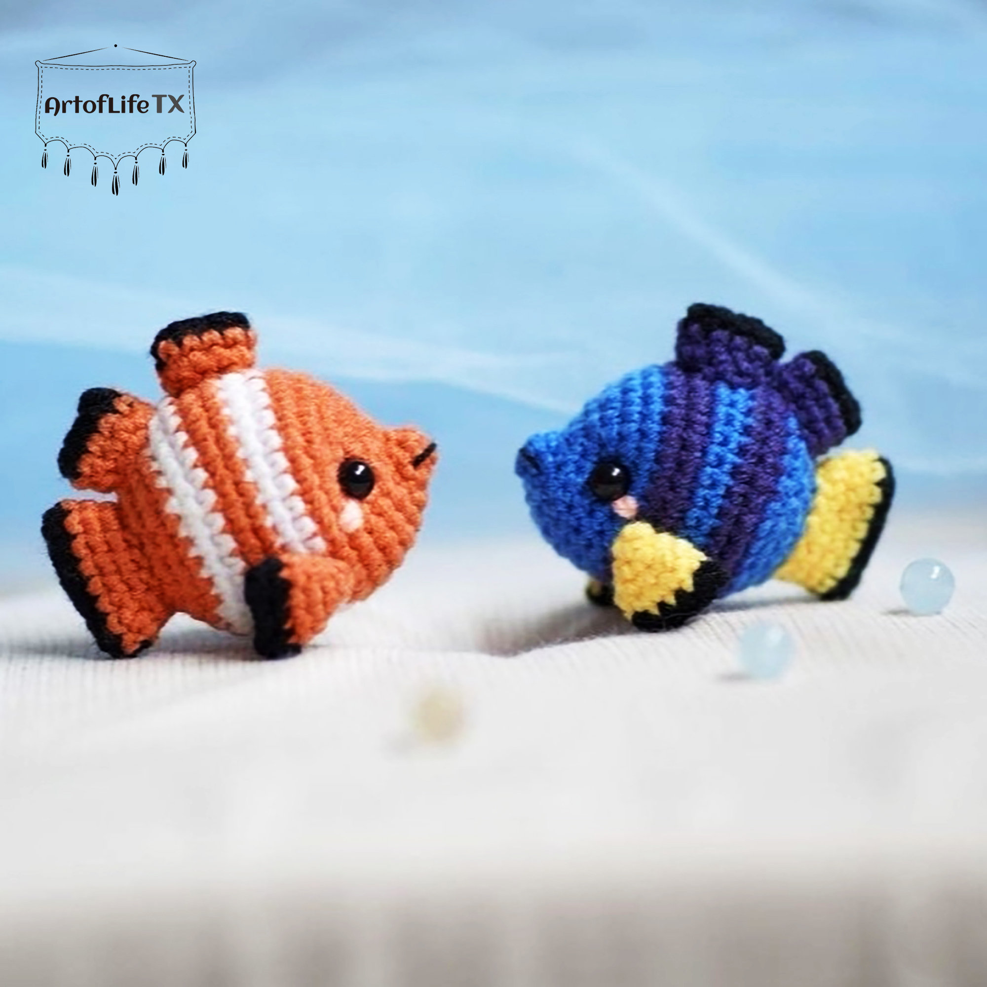 Clownfish Purse Bag Charms, Crocheted Keyrings, Anemonefish Pendant ...