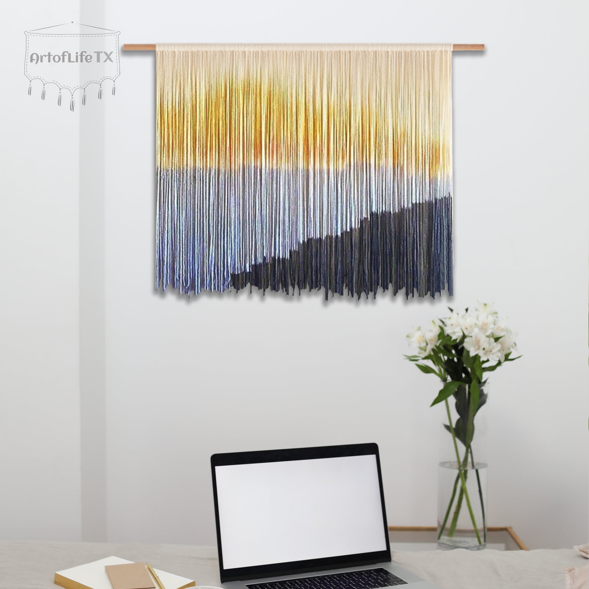Sunrise Art Macrame Wall Hanging, Sunset Macrame Wall Art, Dip Dye ...