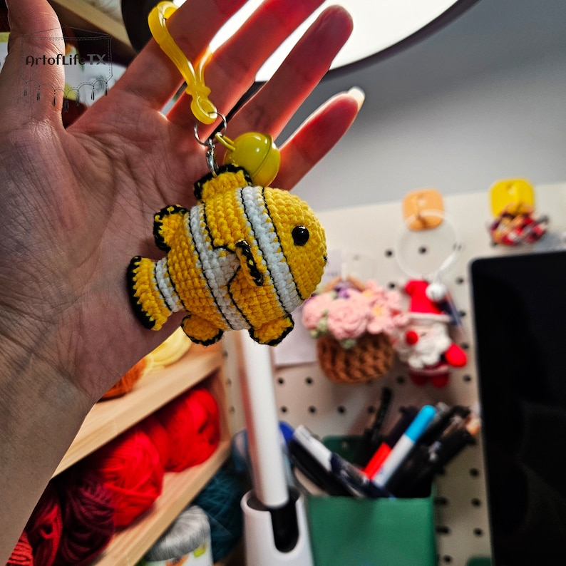 Clownfish Purse Bag Charms, Crocheted Keyrings, Anemonefish Pendant ...