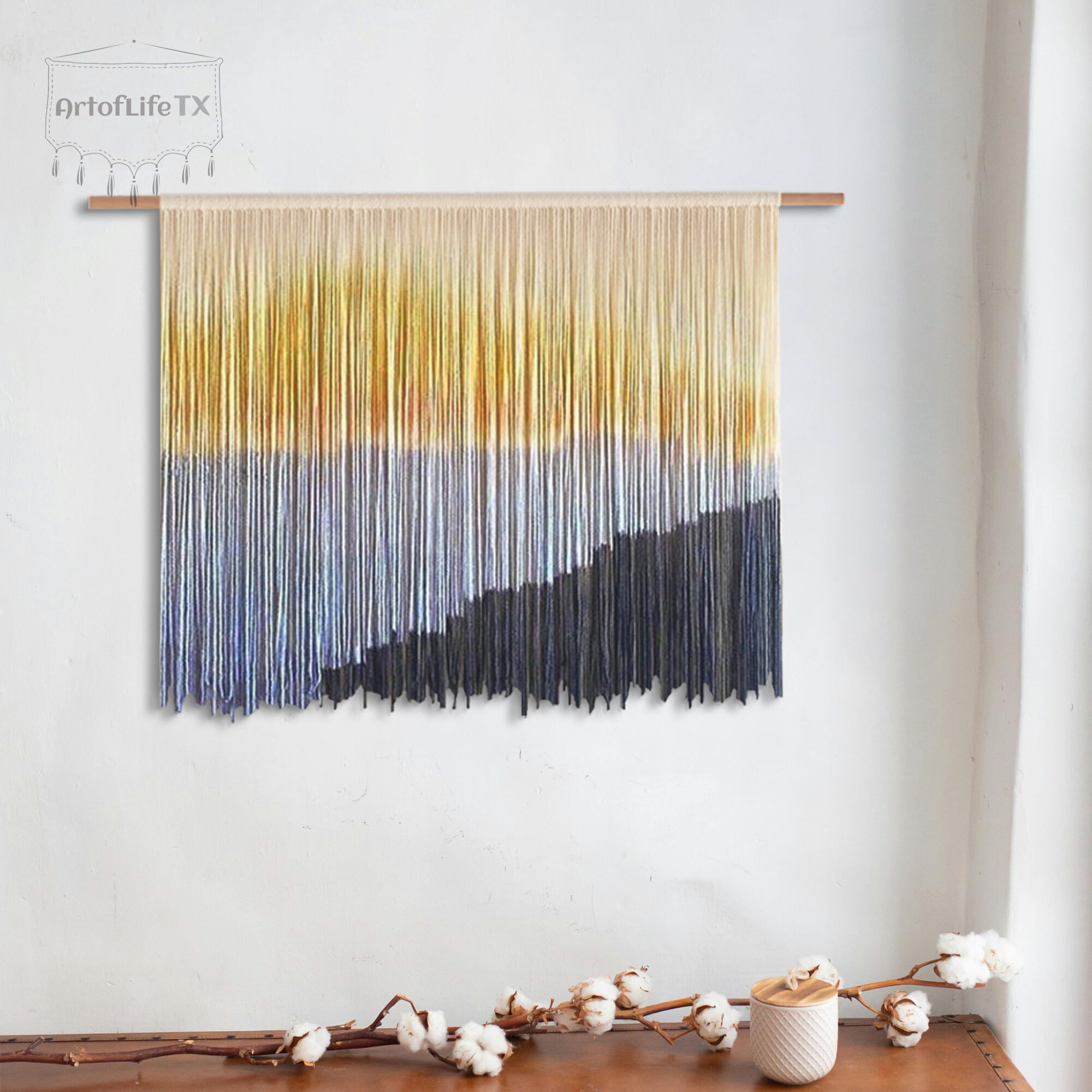 Sunrise Art Macrame Wall Hanging, Sunset Macrame Wall Art, Dip Dye ...