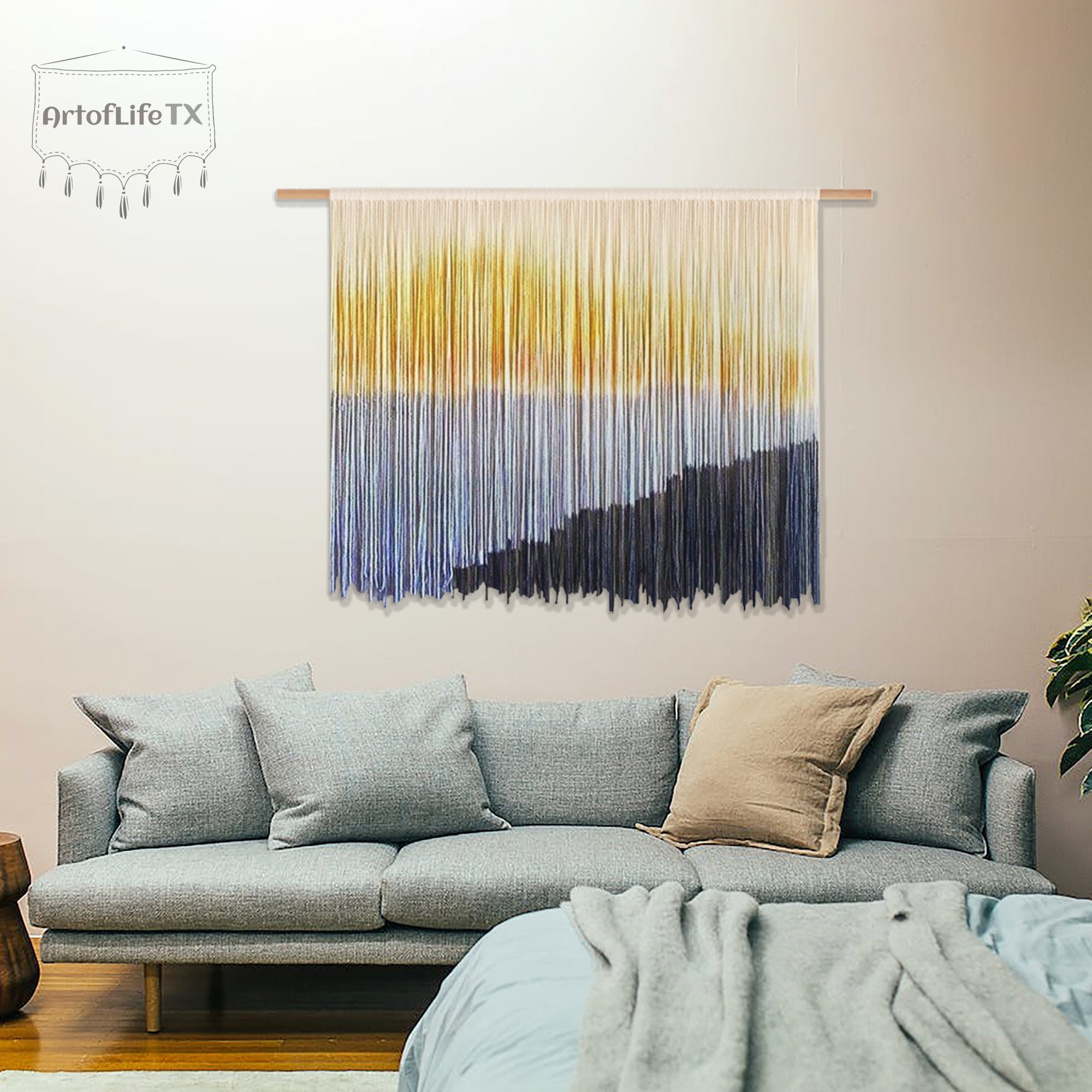 Sunrise Art Macrame Wall Hanging, Sunset Macrame Wall Art, Dip Dye ...