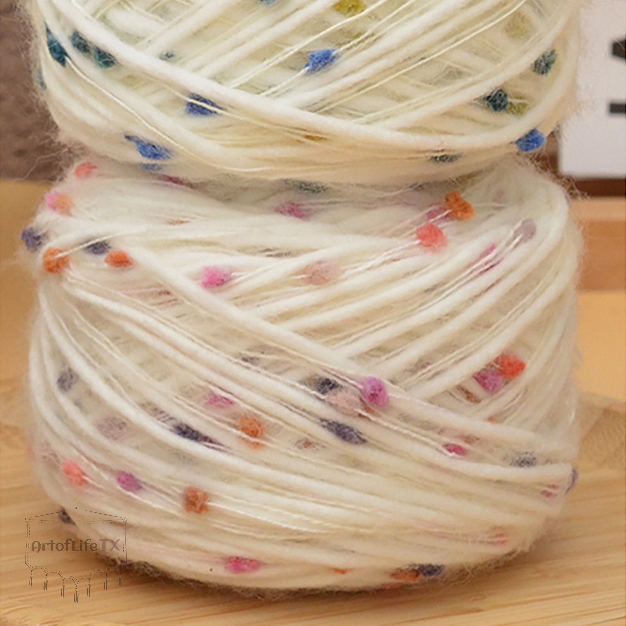 DIY Art Yarns, Multicolored Dotted Mohair Yarn, Rainbow Mohair Yarn ...