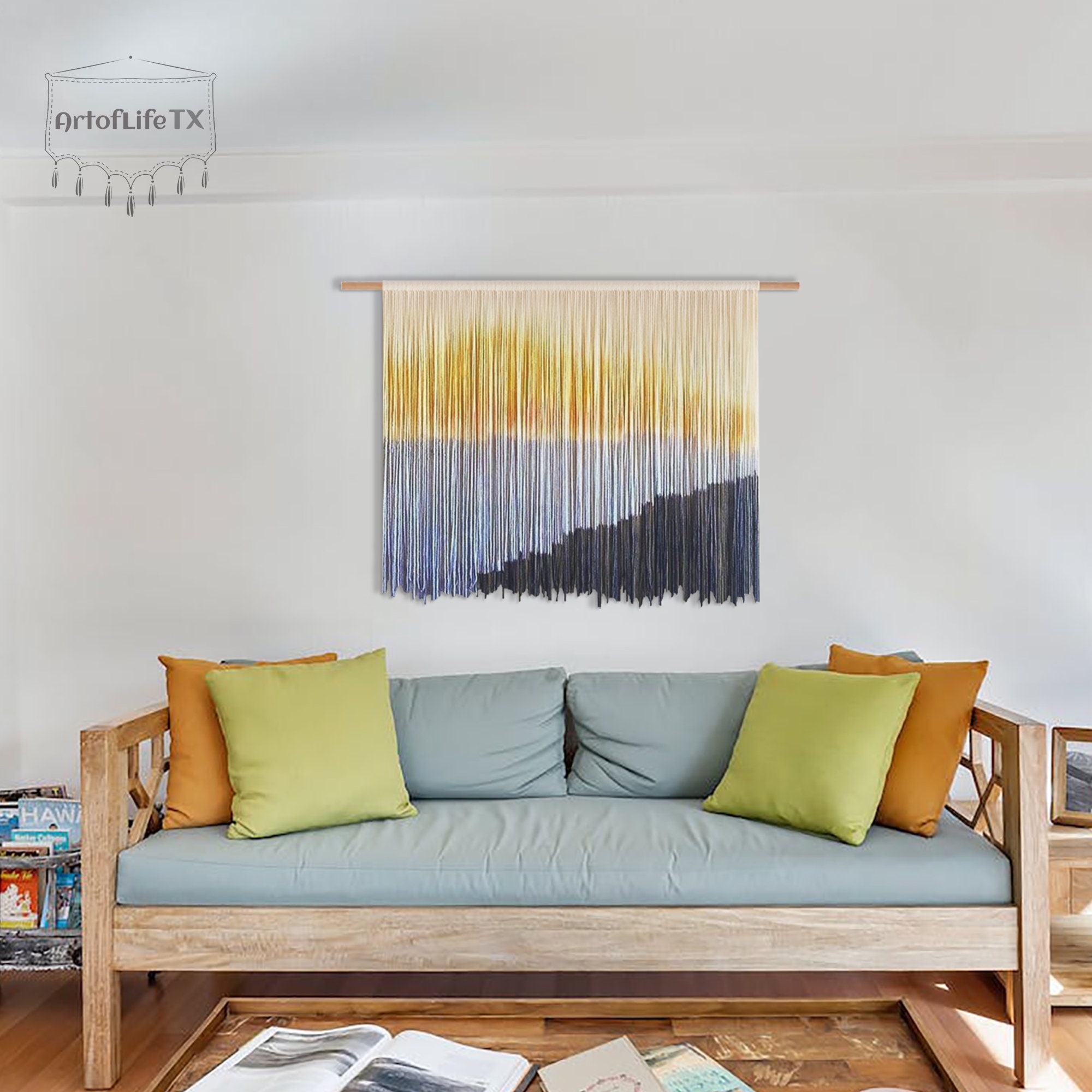 Sunrise Art Macrame Wall Hanging, Sunset Macrame Wall Art, Dip Dye ...