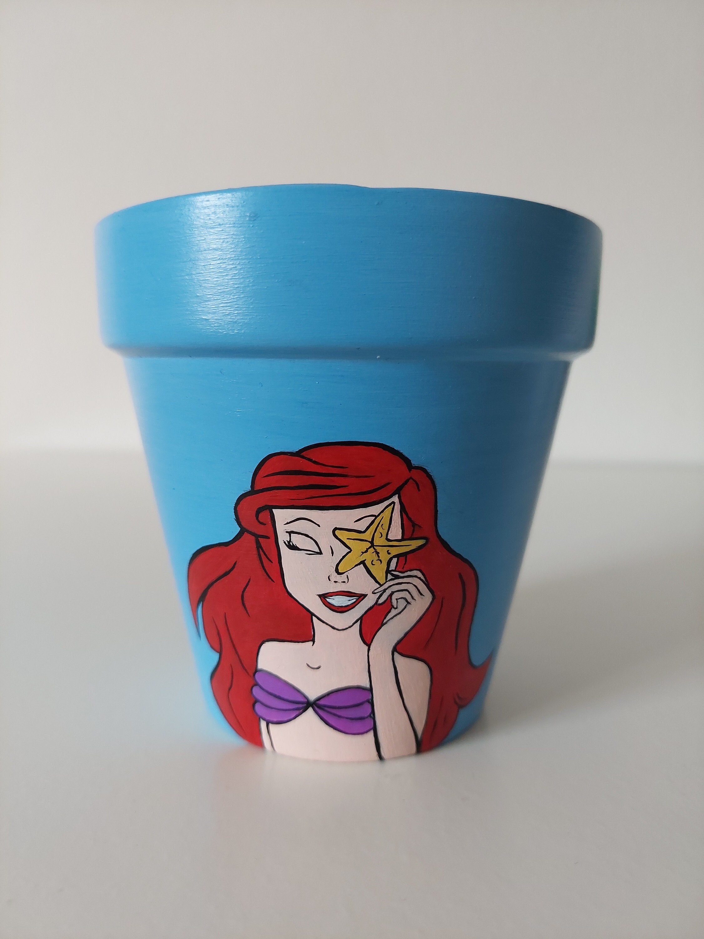 The Little Mermaid Painted Terracotta Pot - Etsy
