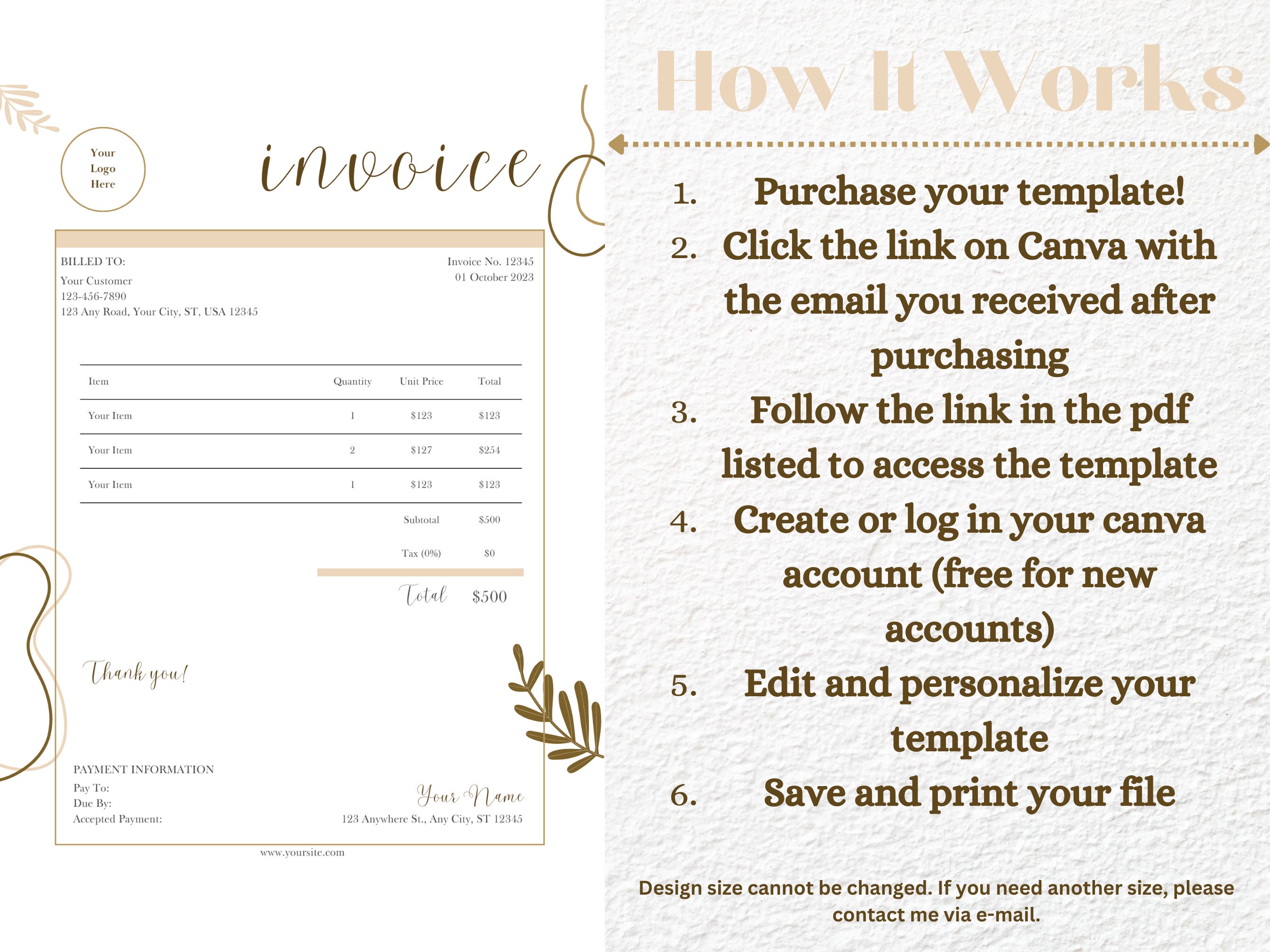 Invoice Template Invoice Template Download Editable - Etsy