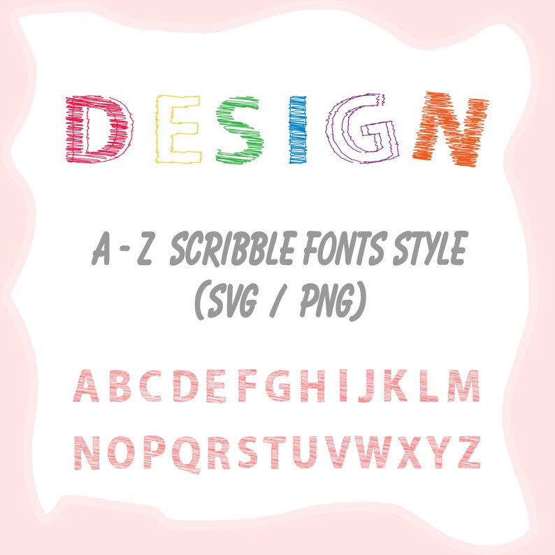 Scribble Fonts, Alphabet A-Z, Cute Alphabet Clipart, Alphabet Svg Files ...
