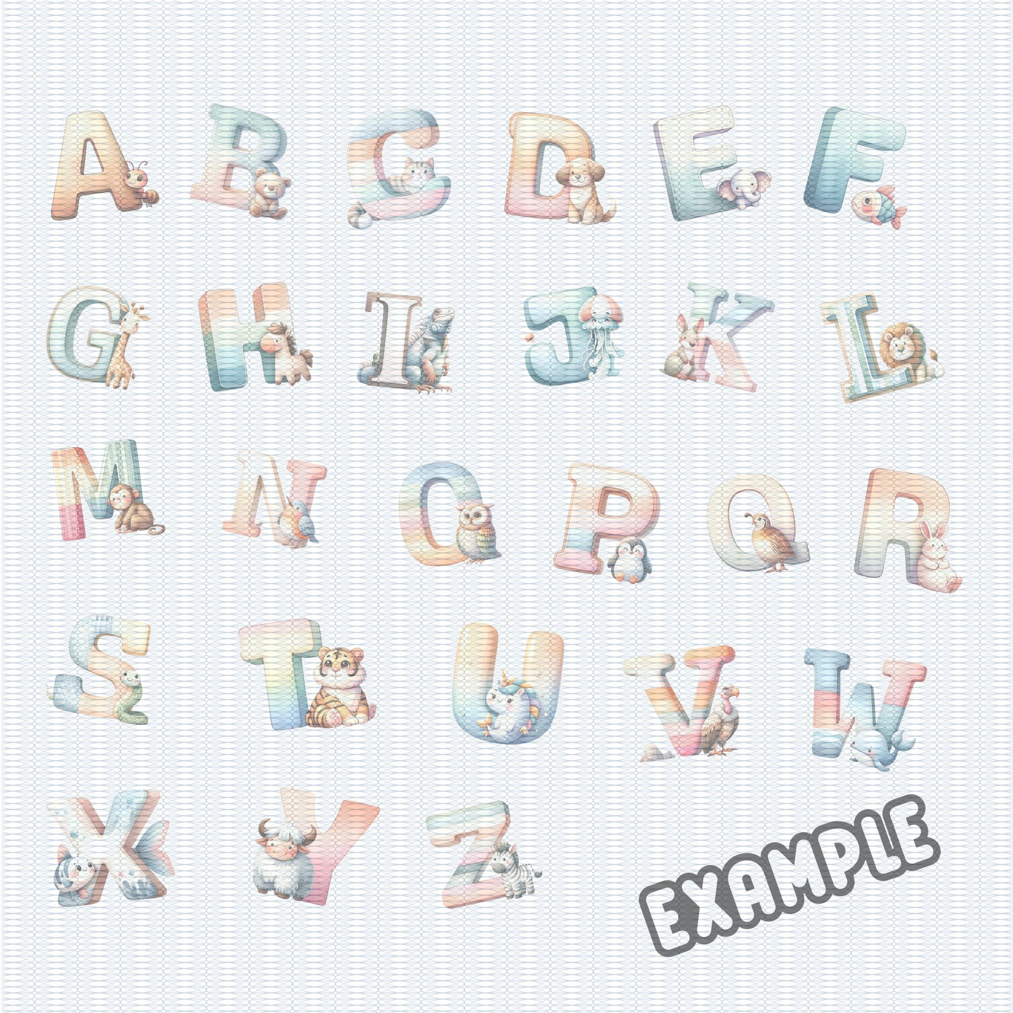 Animal Alphabet Watercolor Clipart A-Z, Baby & Kids ABC Letters, PNG ...