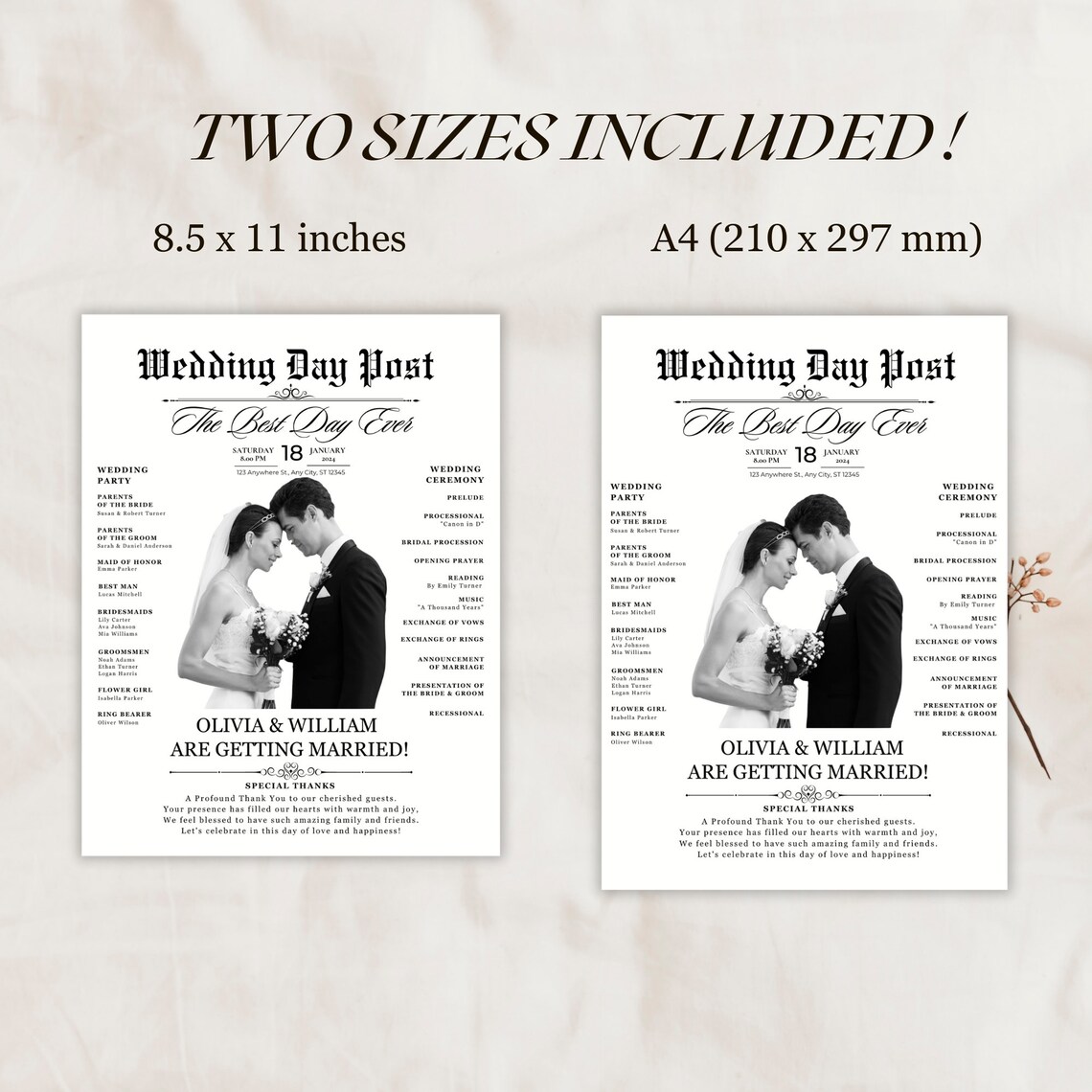 Newspaper Wedding Templateprintable Wedding Programs DIY - Etsy