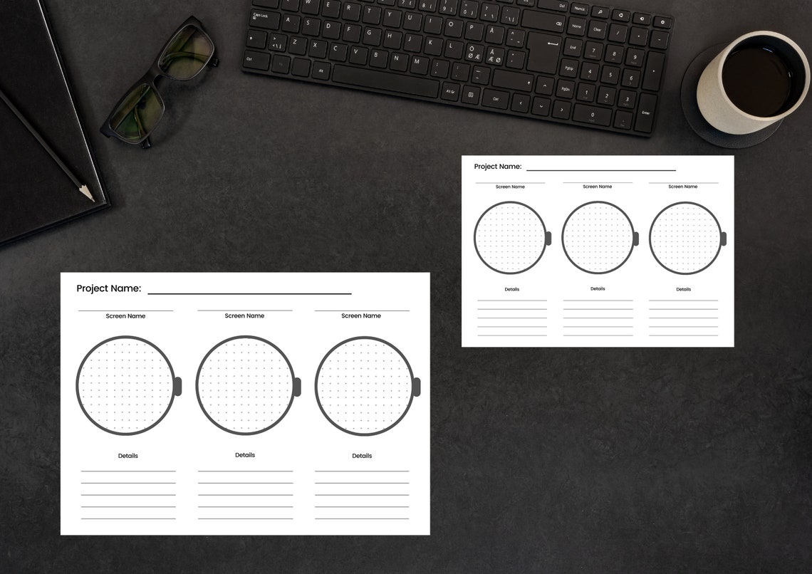 Printable Ui/ux Smart Watch Wireframe Sketch Guide Template - Etsy