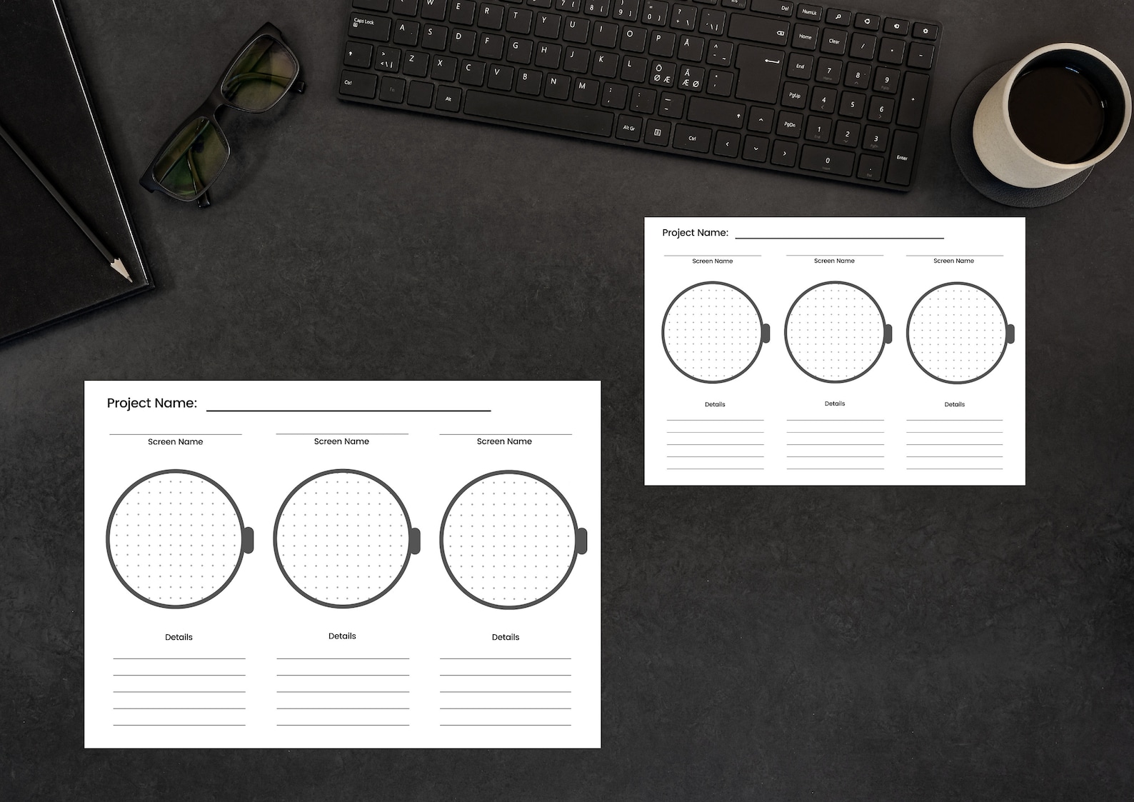 Printable Ui/ux Smart Watch Wireframe Sketch Guide Template - Etsy