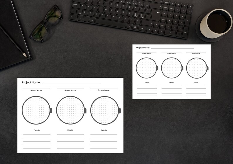 Printable Ui/ux Smart Watch Wireframe Sketch Guide Template - Etsy