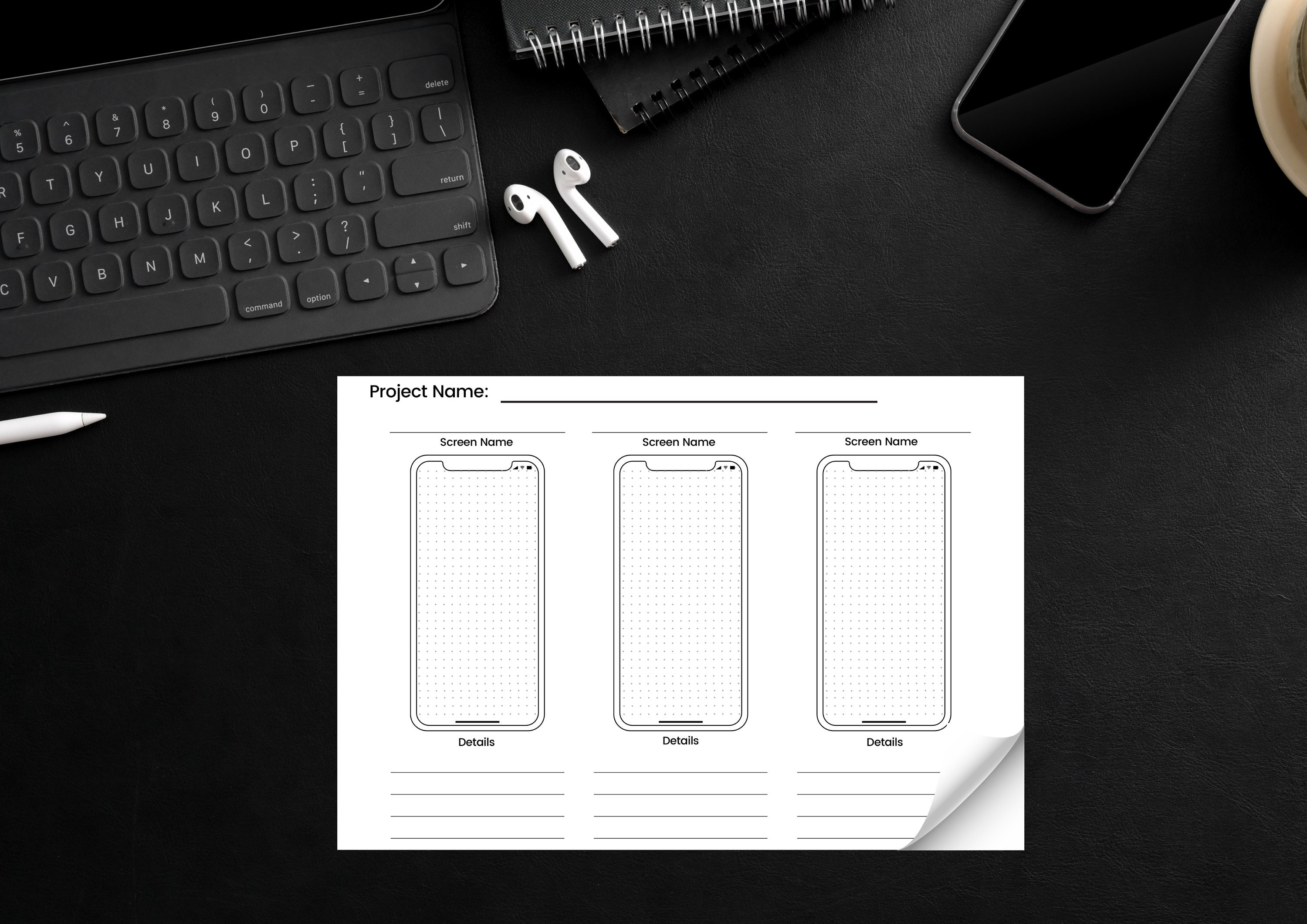 Printable Ui/ux Smartphone Wireframe Sketch Guide Template - Etsy