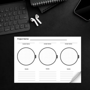 Printable Ui/ux Smart Watch Wireframe Sketch Guide Template - Etsy