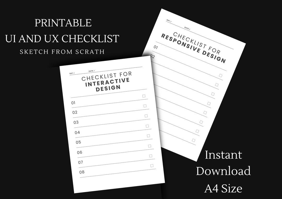 Printable UI/UX Checklists Template - Etsy