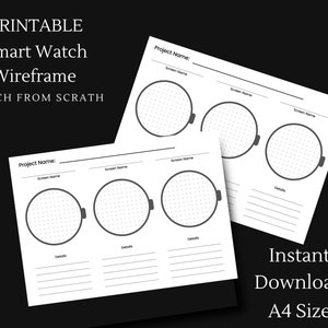 Printable Ui/ux Smart Watch Wireframe Sketch Guide Template - Etsy