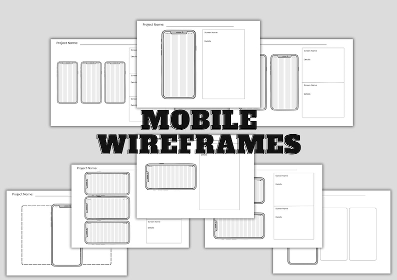 Printable Ui/ux Smartphone Wireframe Sketch Guide Template - Etsy