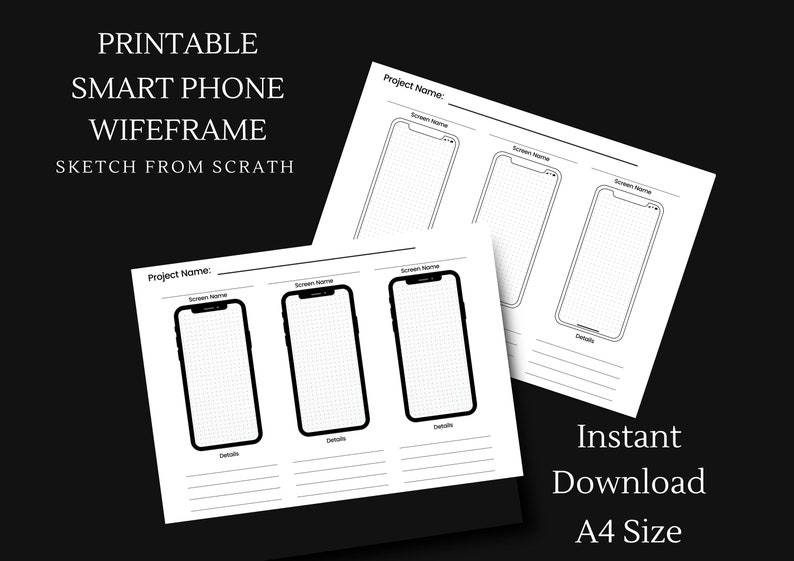 Printable Ui/ux Smartphone Wireframe Sketch Guide Template - Etsy