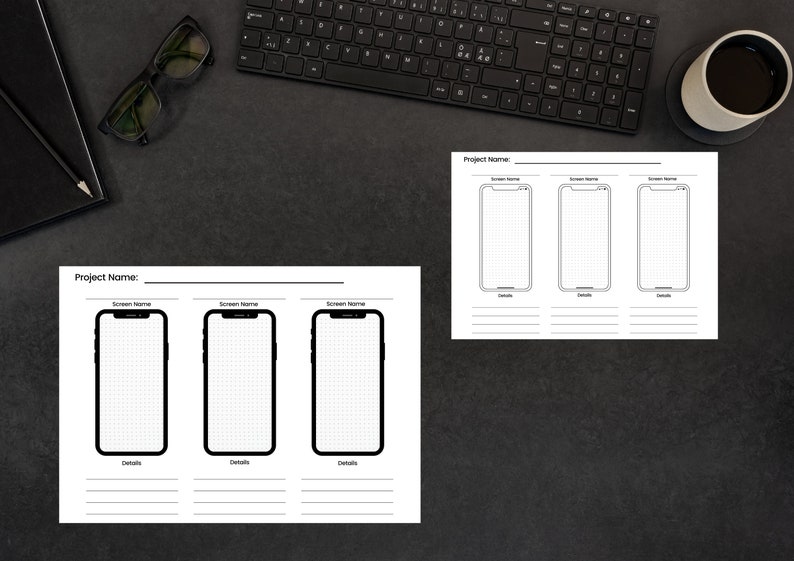 Printable Ui/ux Smartphone Wireframe Sketch Guide Template - Etsy