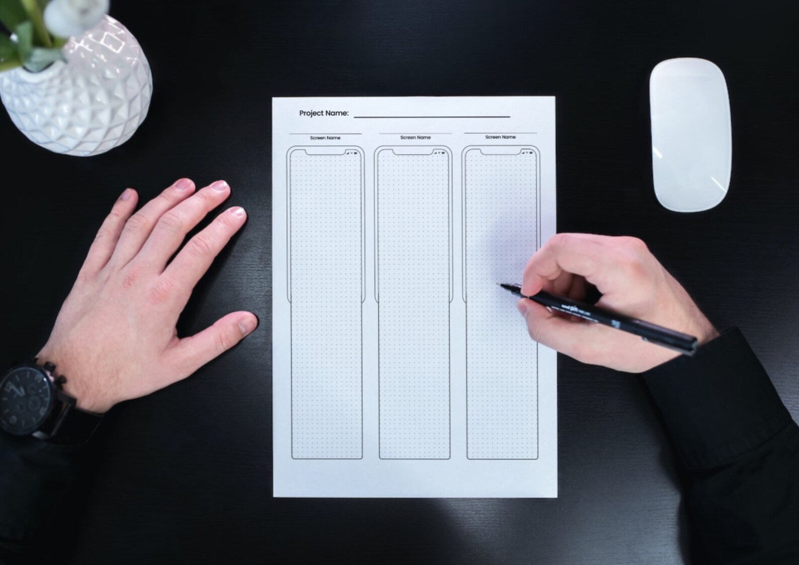 Printable Ui/ux Smartphone Wireframe Sketch Guide Template - Etsy
