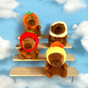 CUTE Capybara Soft Fluffy Plush Keychain With Fun Food Themed Hats ...