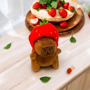 CUTE Capybara Soft Fluffy Plush Keychain With Fun Food Themed Hats ...