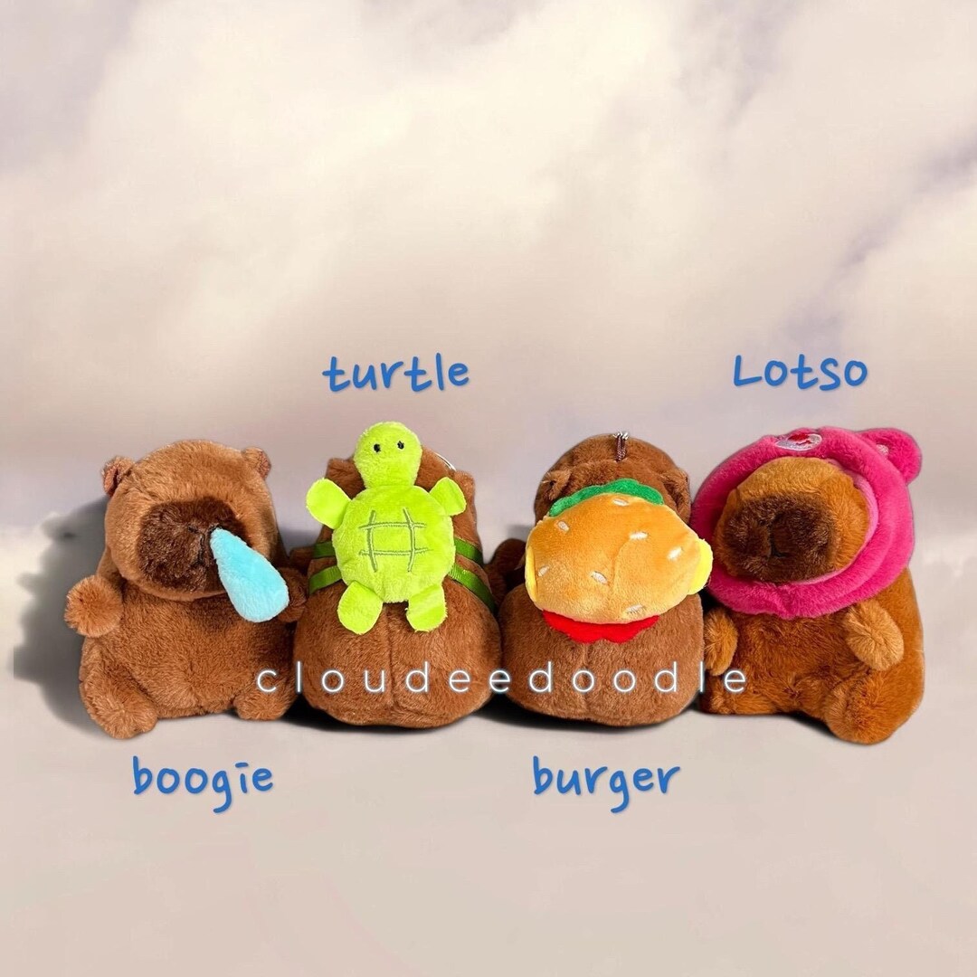 CUTE Capybara Soft Fluffy Plush Keychain With Fun Accessories, Perfect ...