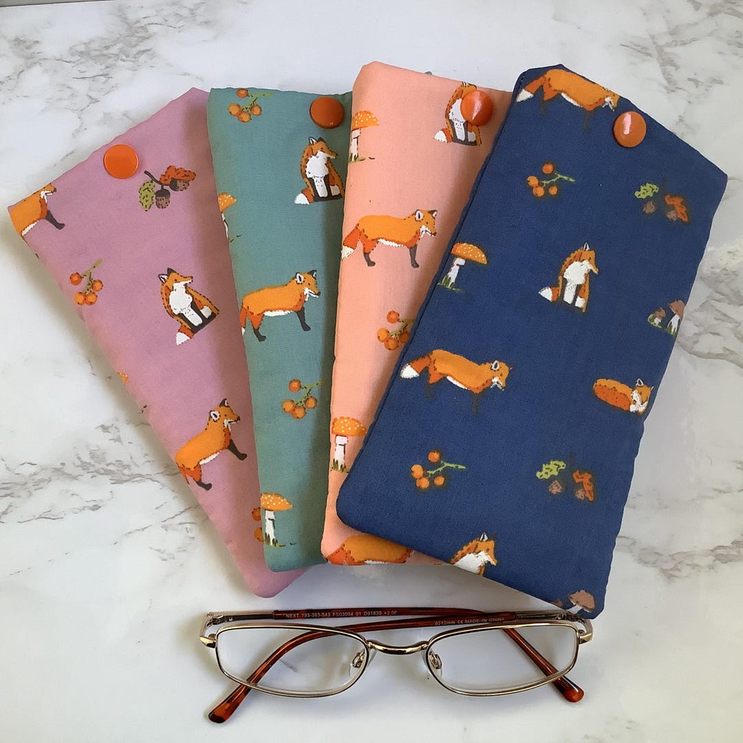 Handmade Fox Fabric Soft Padded Glasses Case/fabric Glasses Pouch ...