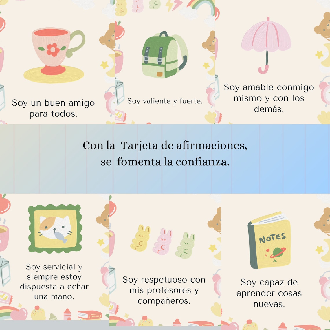 Tarjetas De Afirmación Para Niños,en Español, Frases Positivas Para ...
