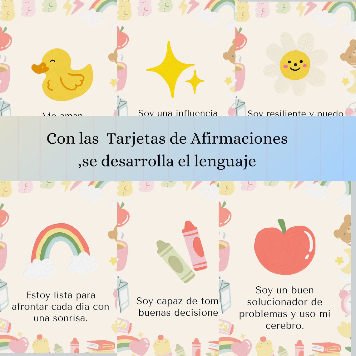 Tarjetas De Afirmación Para Niños,en Español, Frases Positivas Para ...