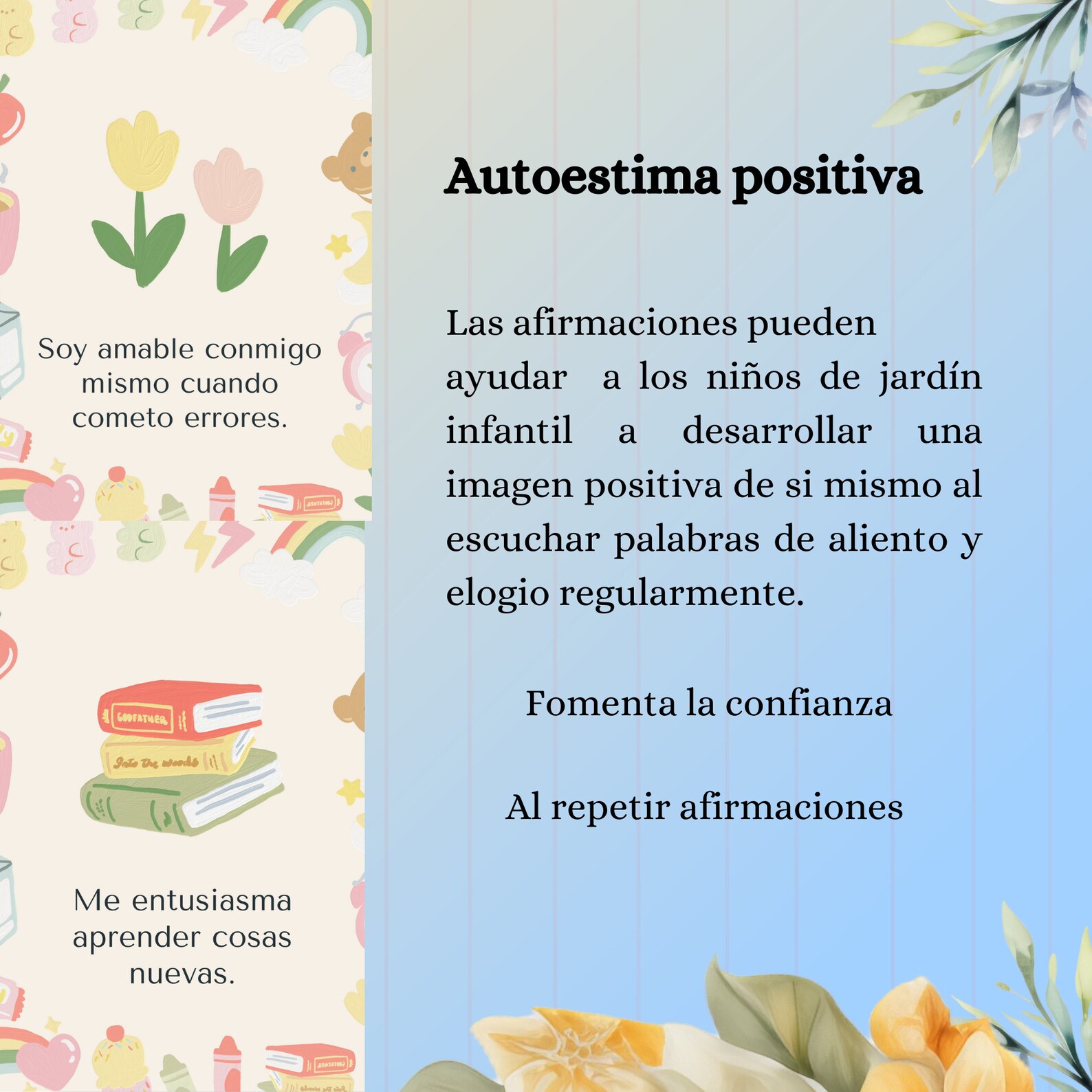 Tarjetas De Afirmación Para Niños,en Español, Frases Positivas Para ...