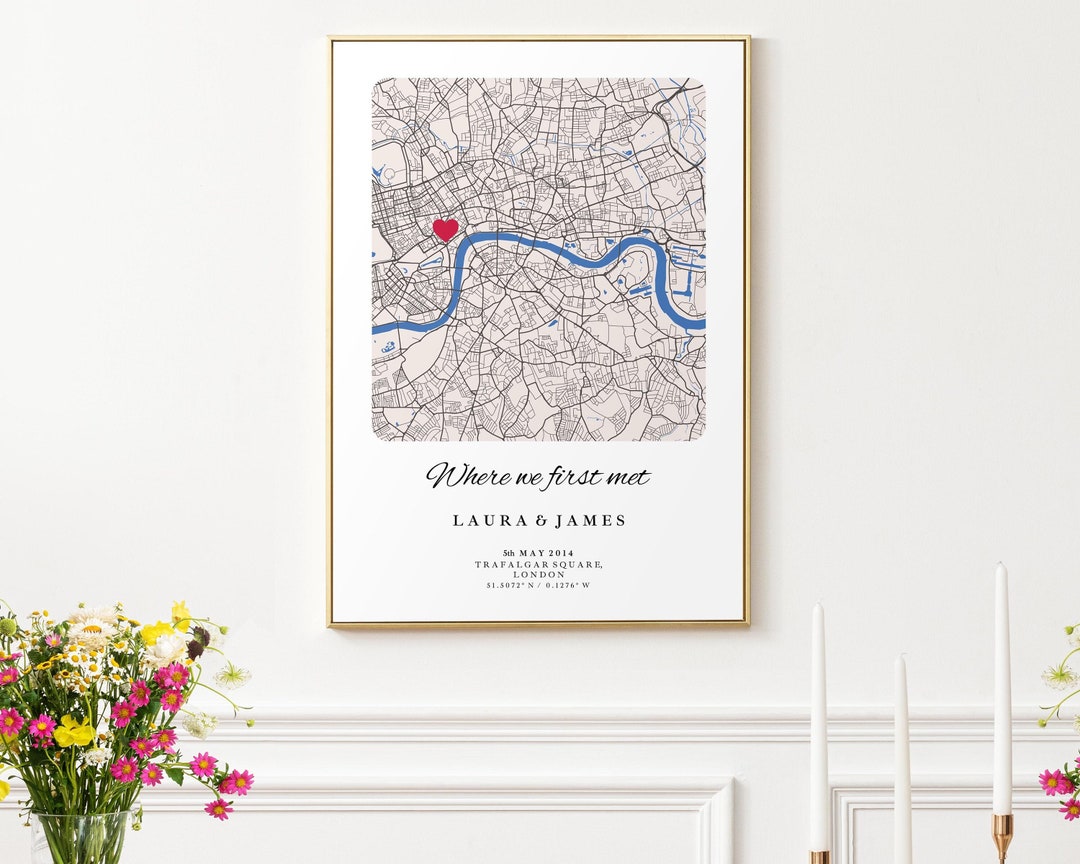 Where We First Met Map Print Our First Date Memory - Etsy
