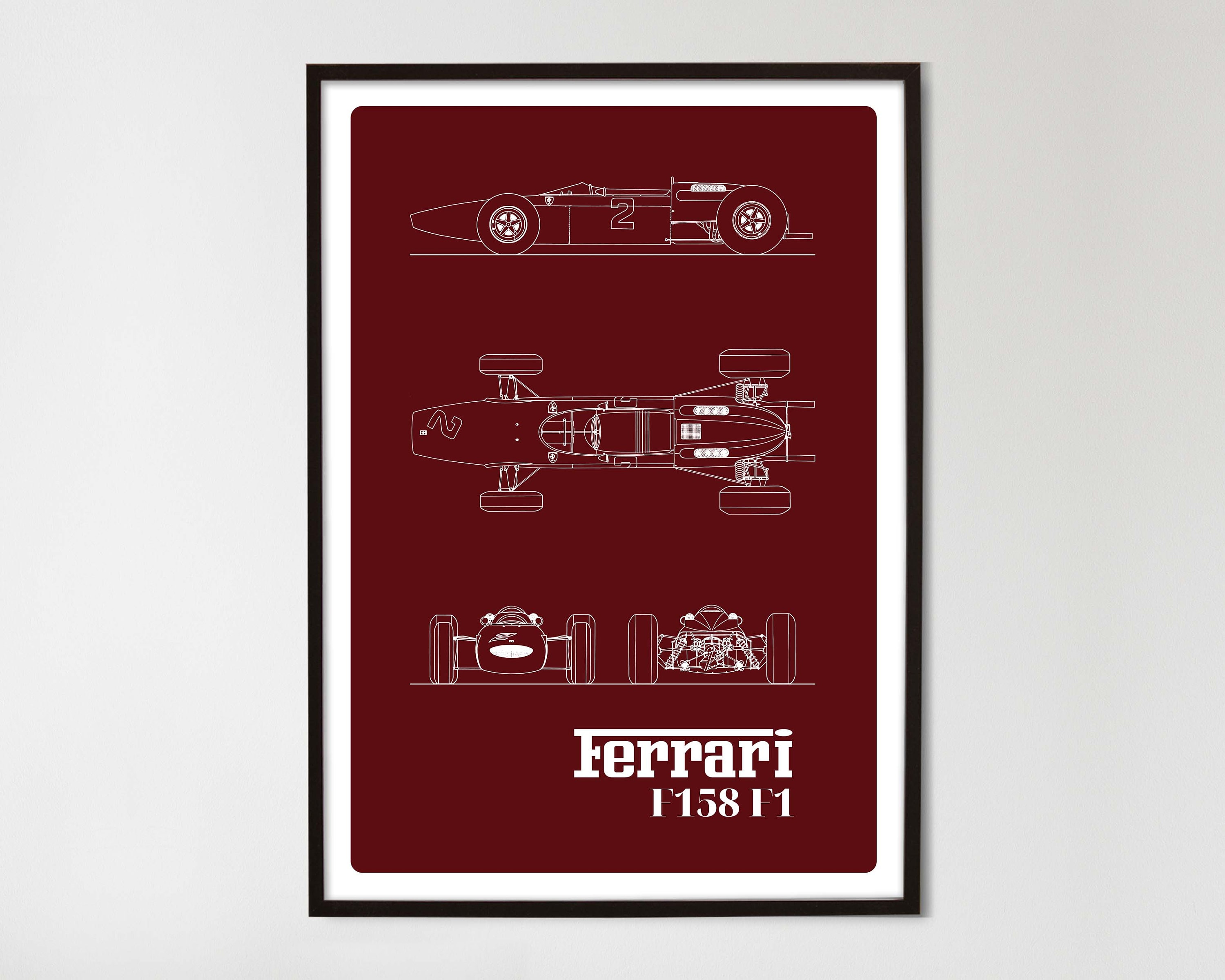 Vintage Formula 1 Ferrari F158 Poster Print, Vintage Ferrari Wall Art ...