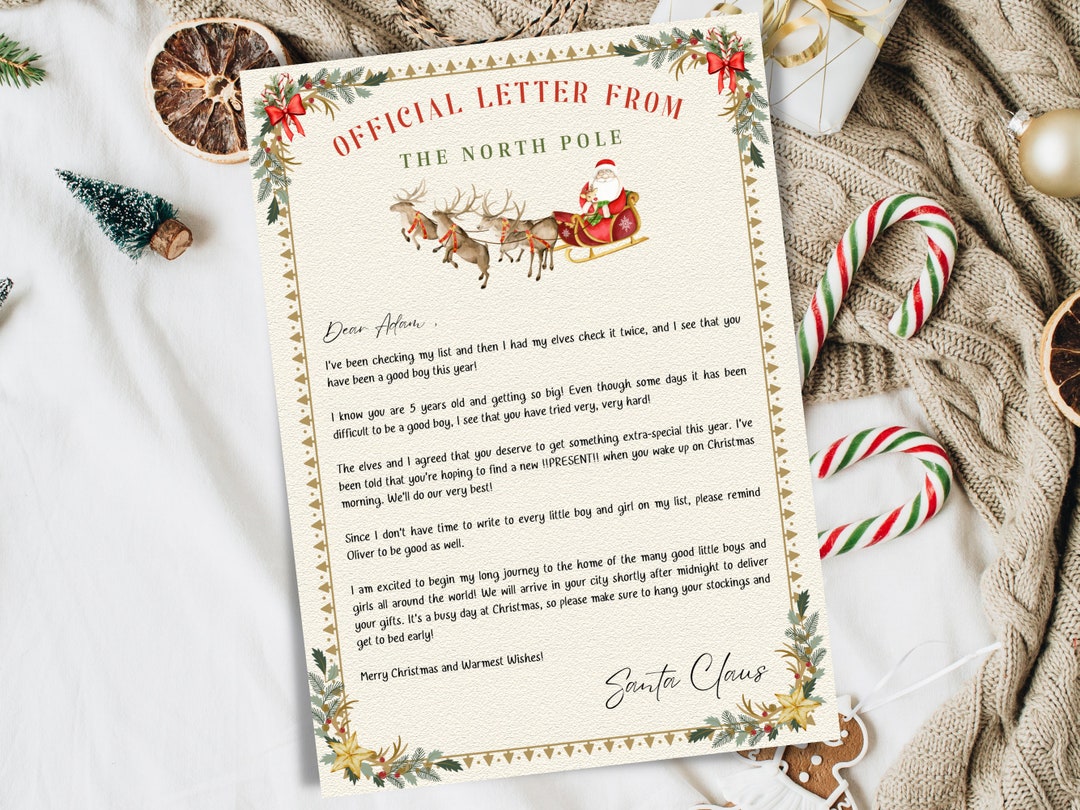 DIGITAL DOWNLOAD Christmas Letter From Santa Santa Claus Nice - Etsy