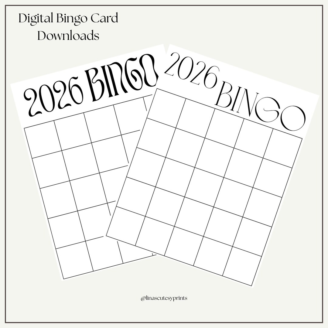 Bingo Card Template Printable | New Year Bingo Template | Minimalist ...