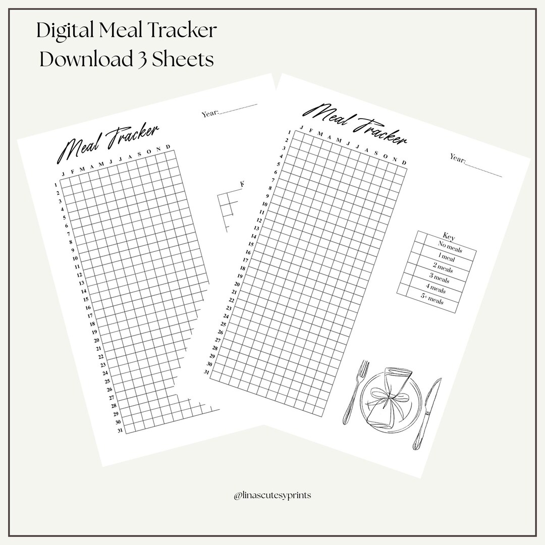 Meal Tracker Printable | Yearly Meal Log | Food Tracking Sheet ...
