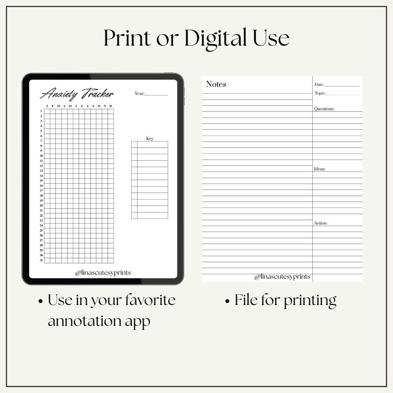 Anxiety Tracker Printable Bundle | Yearly Anxiety Log, Mental Health ...