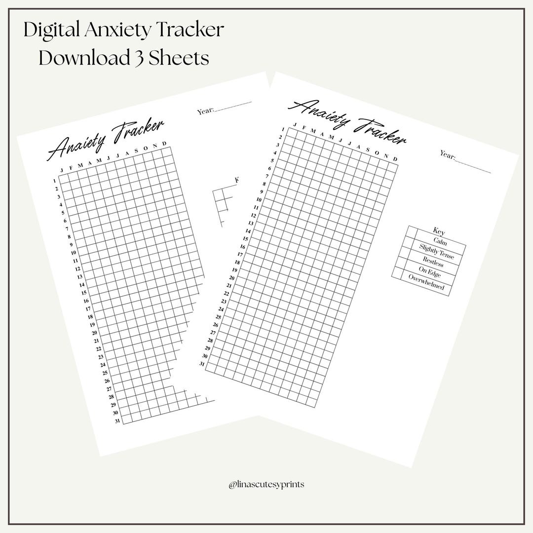 Anxiety Tracker Printable Bundle | Yearly Anxiety Log, Mental Health ...