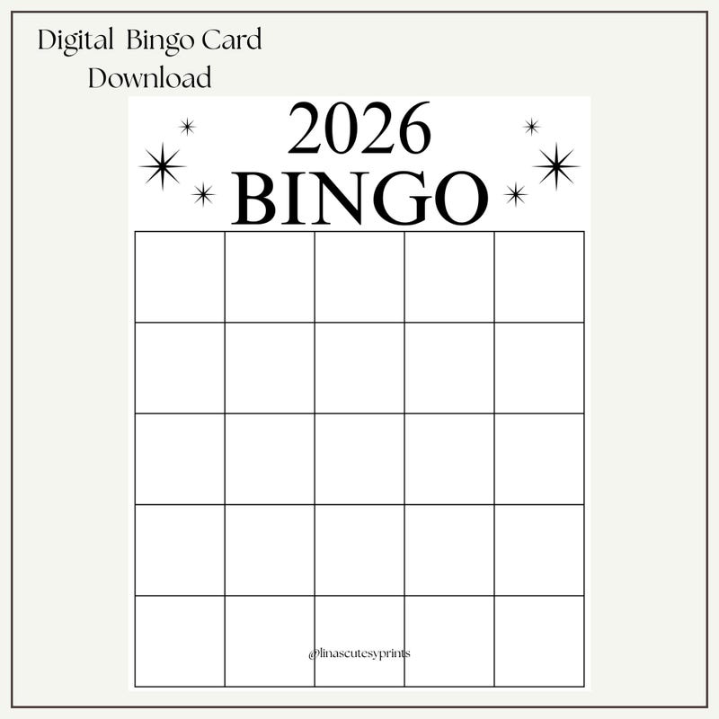 Blank Bingo Card 2026 - Etsy