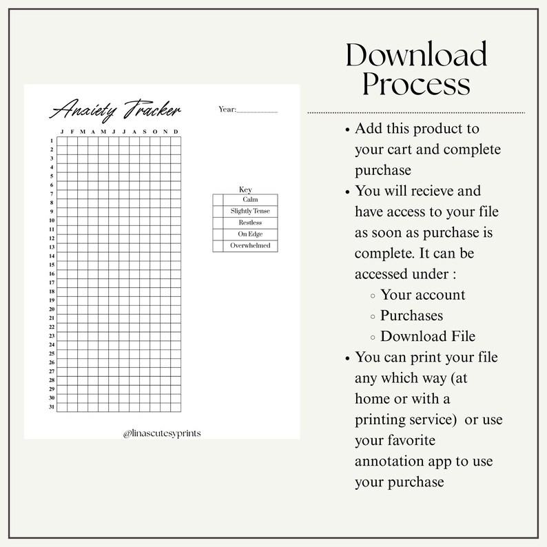 Anxiety Tracker Printable Bundle | Yearly Anxiety Log, Mental Health ...