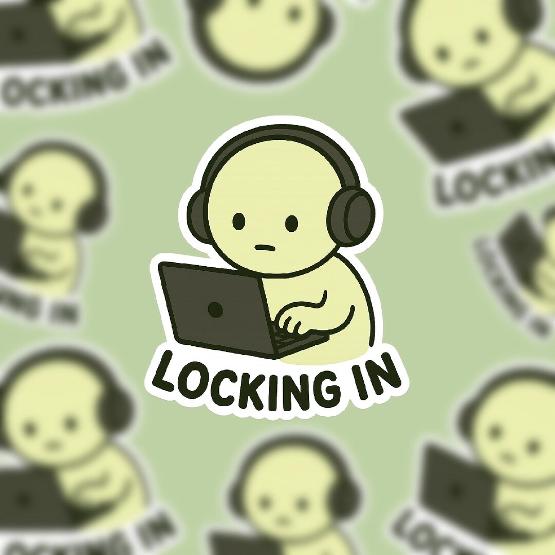 Smiski Locking in Laptop Character Sticker | Kiss-cut Vinyl Sticker - Etsy