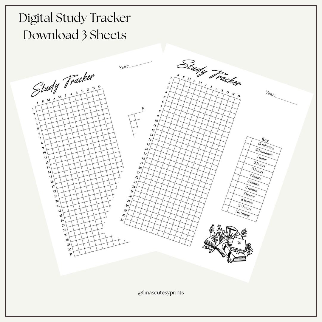 Yearly Study Tracker Printable | Student Planner Bundle (PDF Digital ...