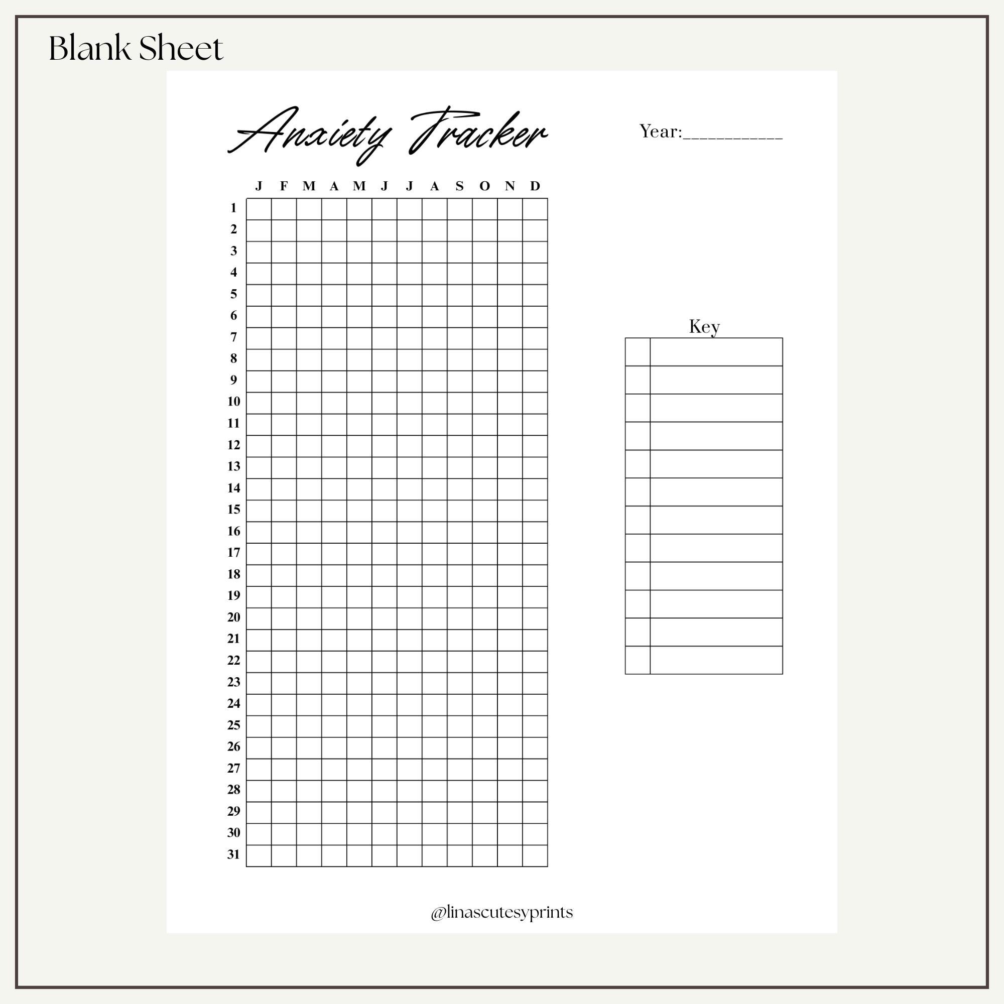 Anxiety Tracker Printable Bundle | Yearly Anxiety Log, Mental Health ...