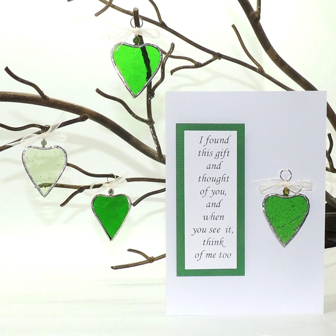 Stained Glass Green Hearts One off Handmade Suncatcher Hanging ...